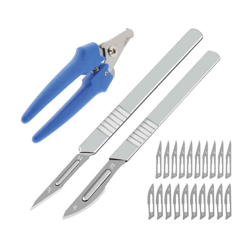 Piglet Castration Kit 10Pcs Surgical Scalpel Blades with Handle+Piglet Tail Cutter Pig Tool Set ...