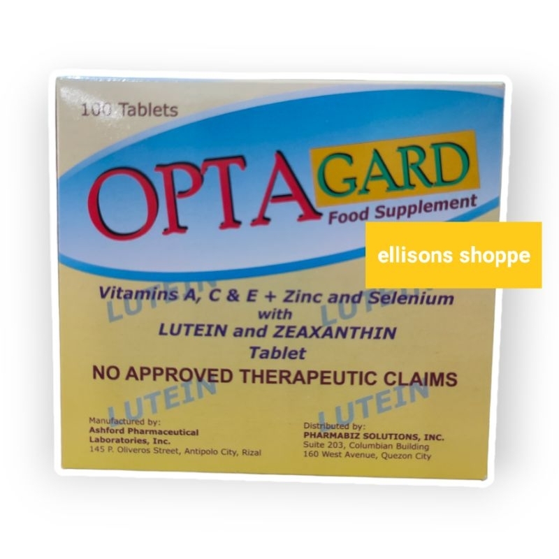 OPTAGARD Lutein & Zeaxanthin Food Supplement Box of 100 Tablets ...