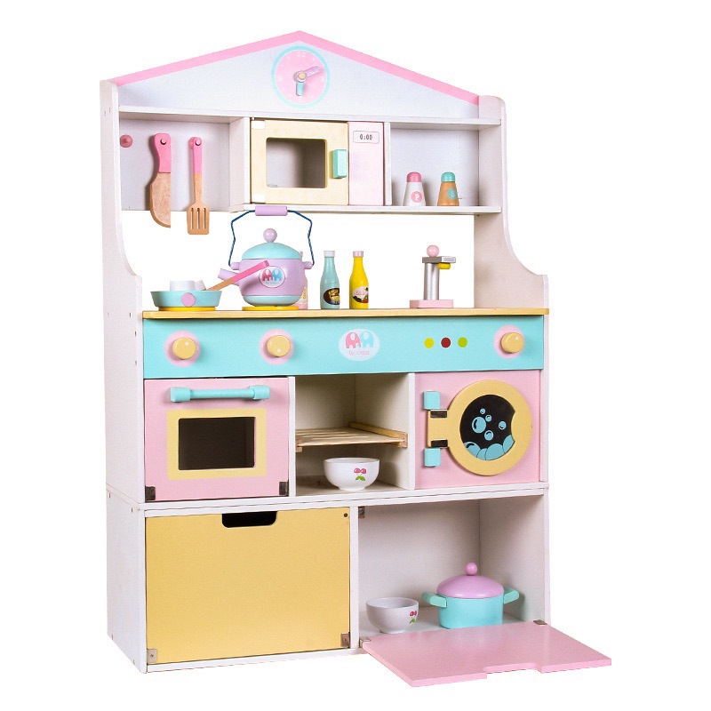 Wooden Japanese Kitchen with Reversible Ref 70cm Pretend Play Cooking ...