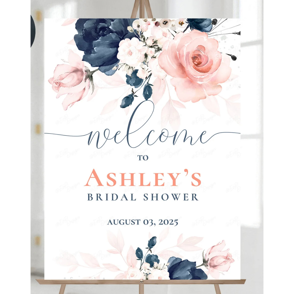 Navy Blue Welcome Signage Board / Minimalist Wedding Signage | Shopee ...