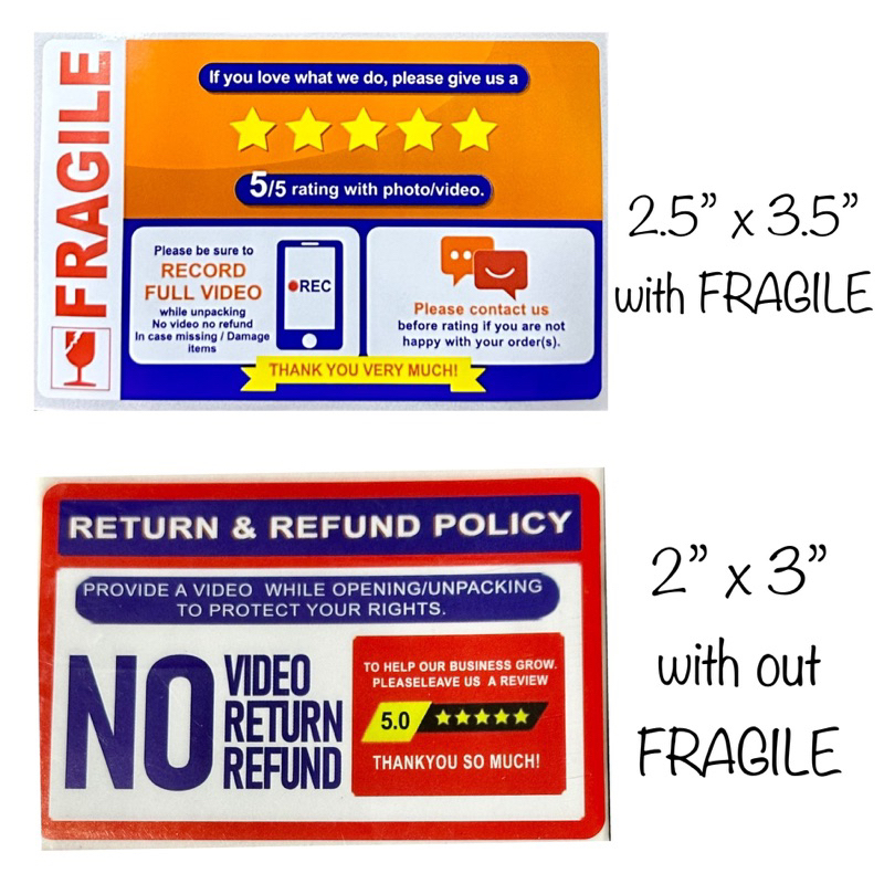 5 Star rating sticker fragile sticker record video sticker 100pcs ...