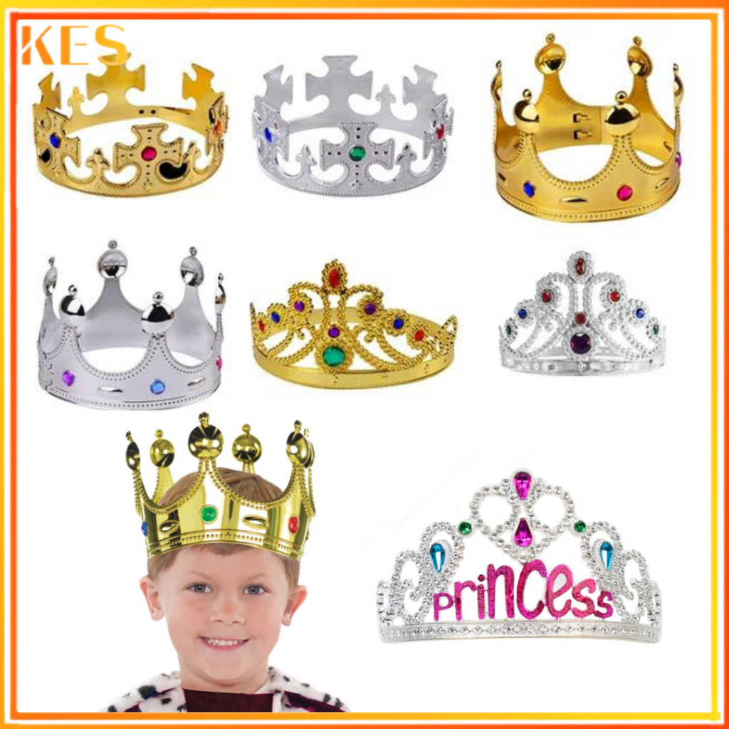 Plastic King Queen Prince Princess Crown Headdress Party Needs | Shopee ...