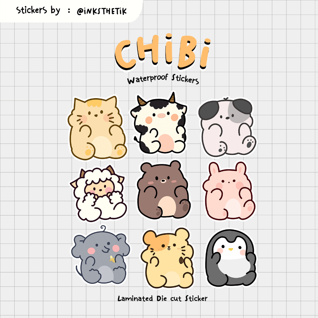 Cute Animal Chibi aesthetic Stickers | Waterproof Stickers | Shopee ...