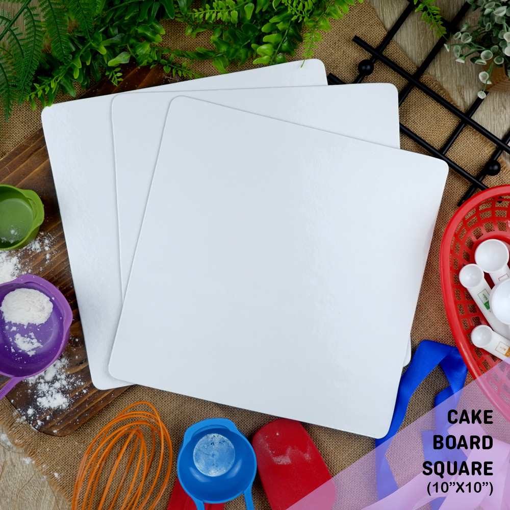 Cake Board Square 10 inches diameter thick makapal Laminated Hardboard ...