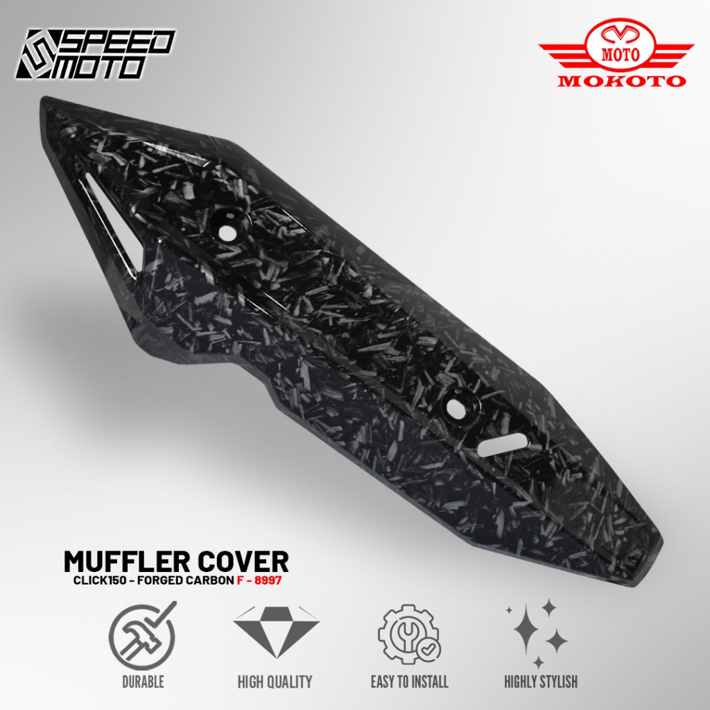 HONDA CLICK V2 V3 MUFFLER COVER GLOSSY HYDRO-DIP FORGED CARBON EXHAUST ...