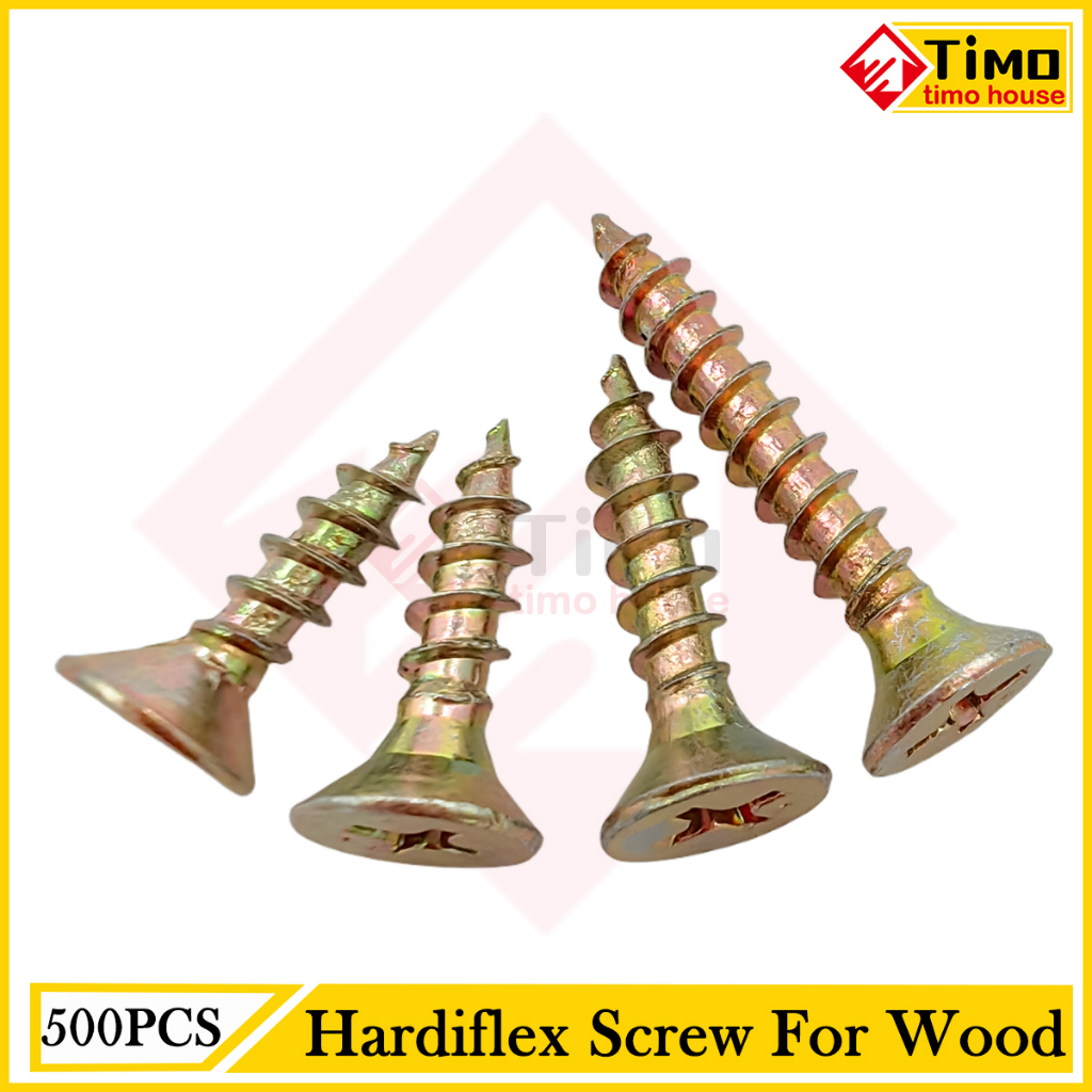 (500pcs) Wood Screw Flat Head Self Tapping Screw 7 Hardiflex Screw ...