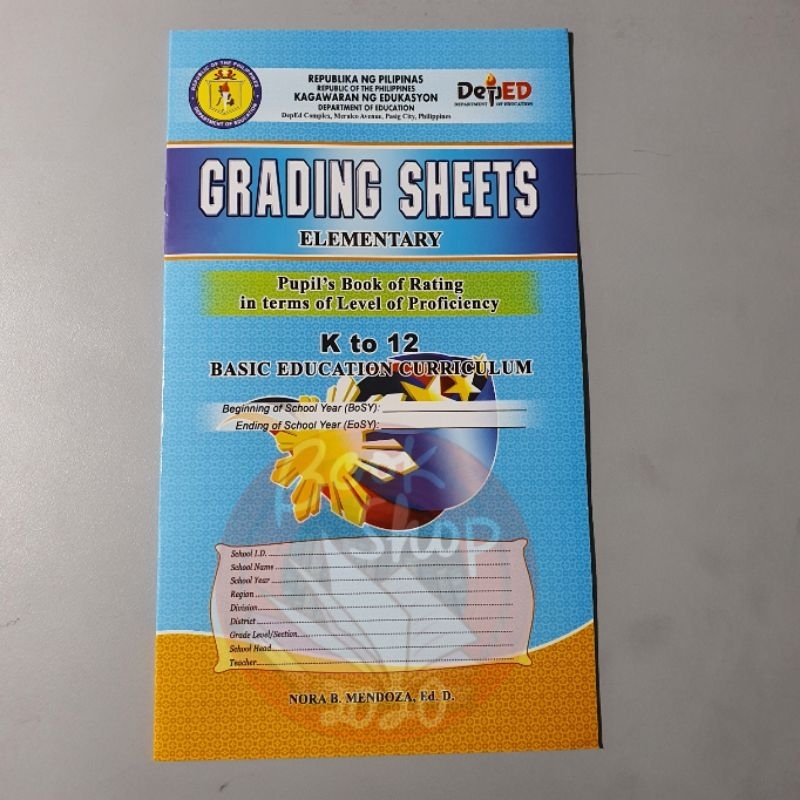 Grading Sheets Elementary K to 12 basic education Curriculum | Shopee ...