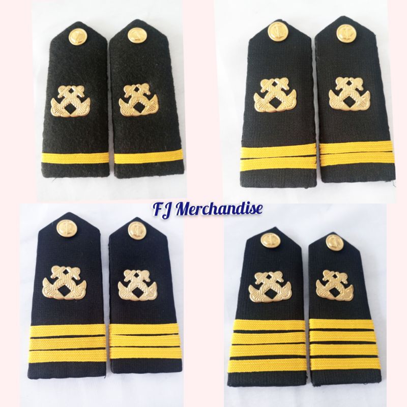 Student Marine/Seaman Shoulder Board Pair Black with Cross Anchor Pin ...