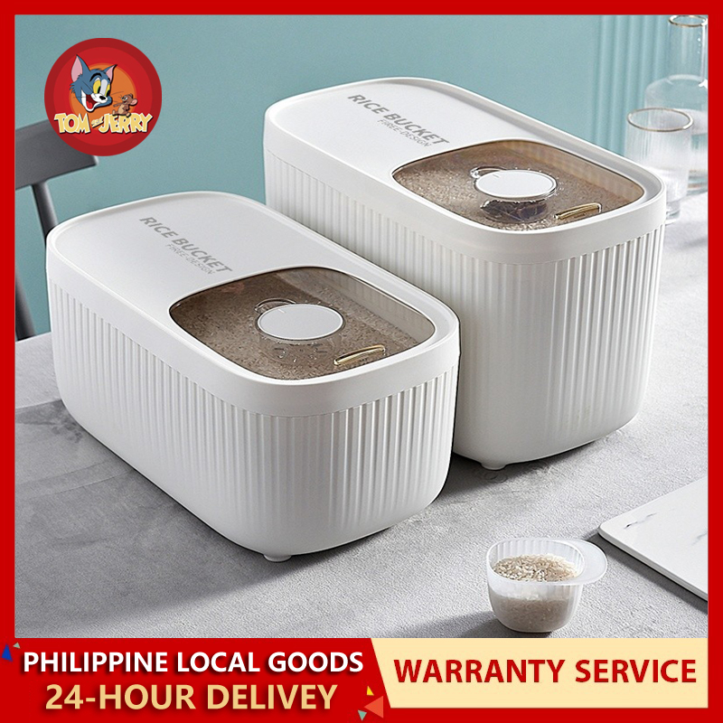 10kg / 5kg Rice Bucket Rice Dispenser Storage Rice Box Large Capacity ...
