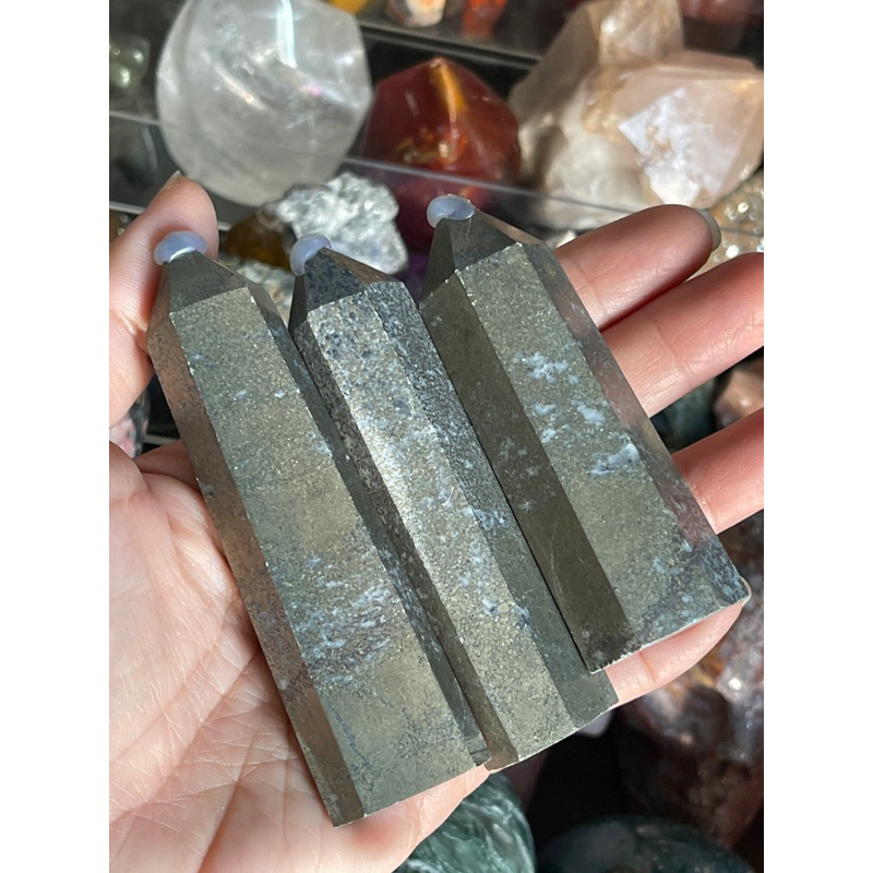 PYRITE TOWER SLAB PYRAMID GEMSTONE NATURAL STONE CRYSTAL WEALTH ...