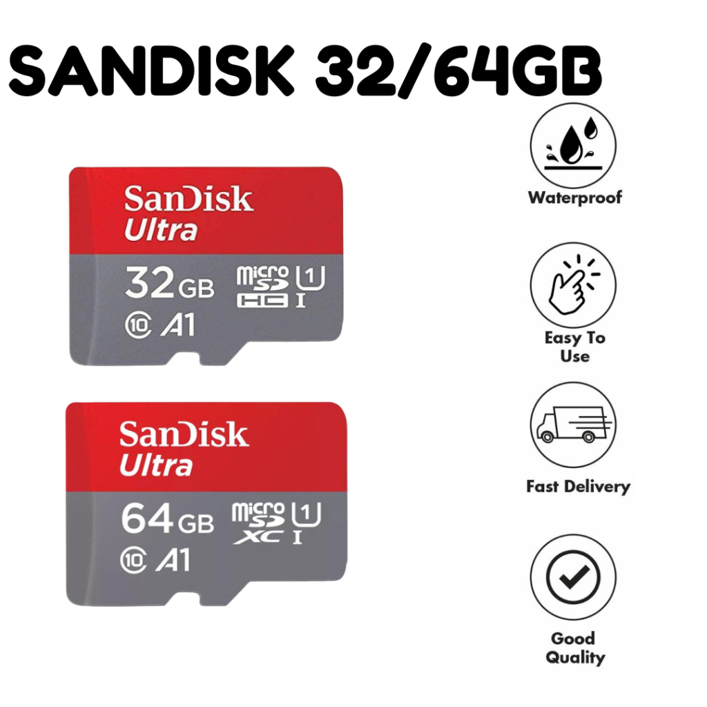 SanDisk Ultra Class 10 Micro SD Card A1 120MBS 140MBS (32GB/64GB ...