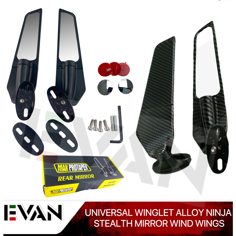 Universal Winglet Alloy Ninja Stealth Mirror Wind Wings Side Mirror ...