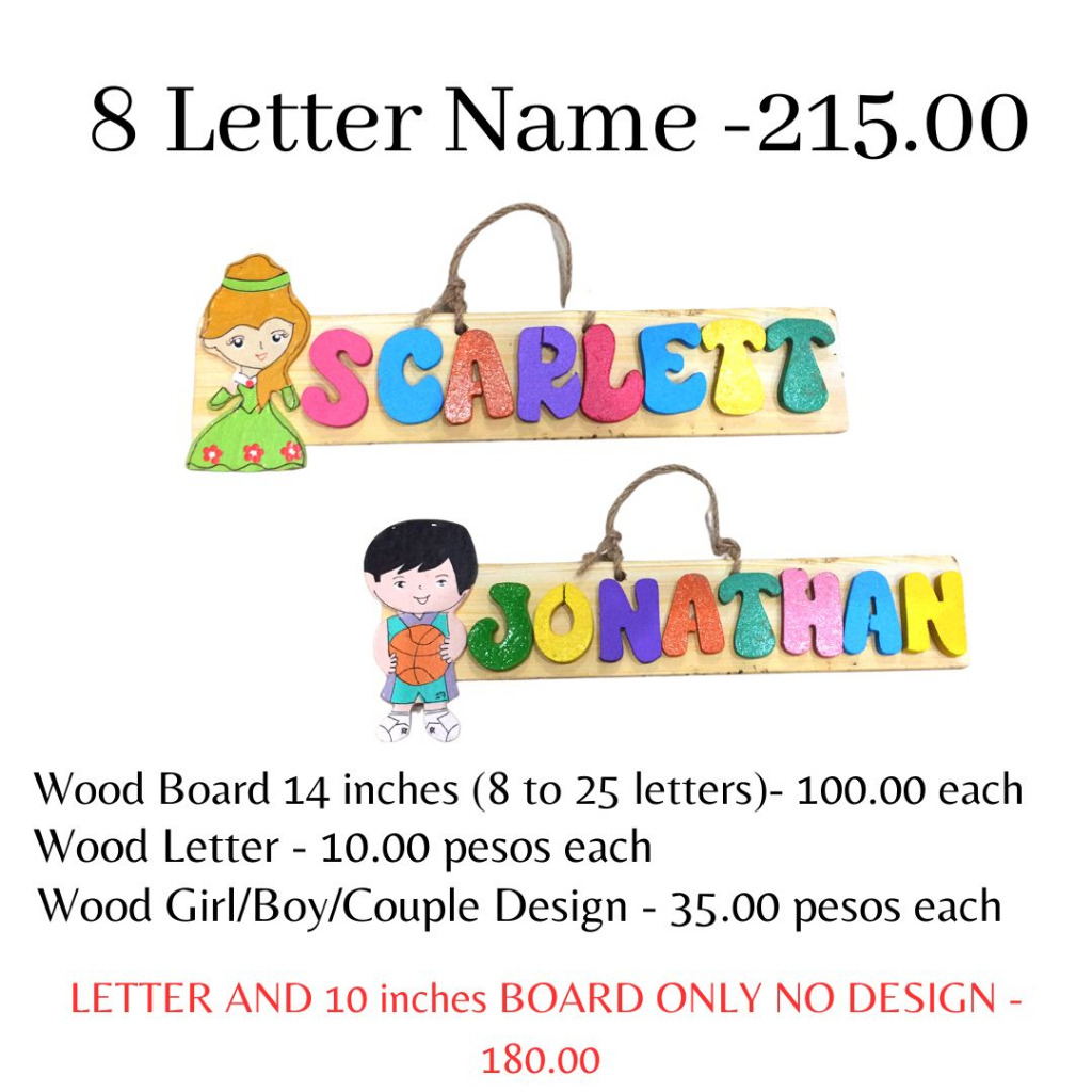 8 Letter Name- Personalized Door Sign/ Nursery Decoration / Gift Sets ...