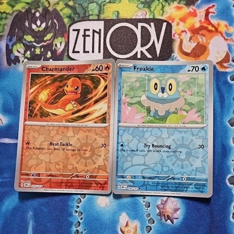 Obsidian Flames 2023 Rev Holo Fire Electric Water TCG Pokemon Card ...