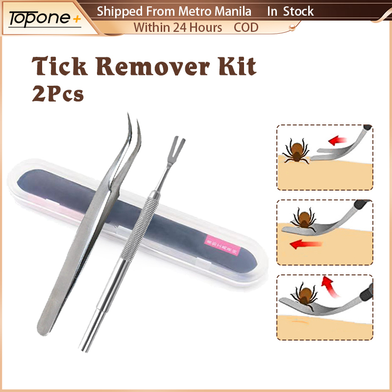 Pet Tick Remover Kit for Dogs Cats Stainless Steel Tick Tweezers Clip ...