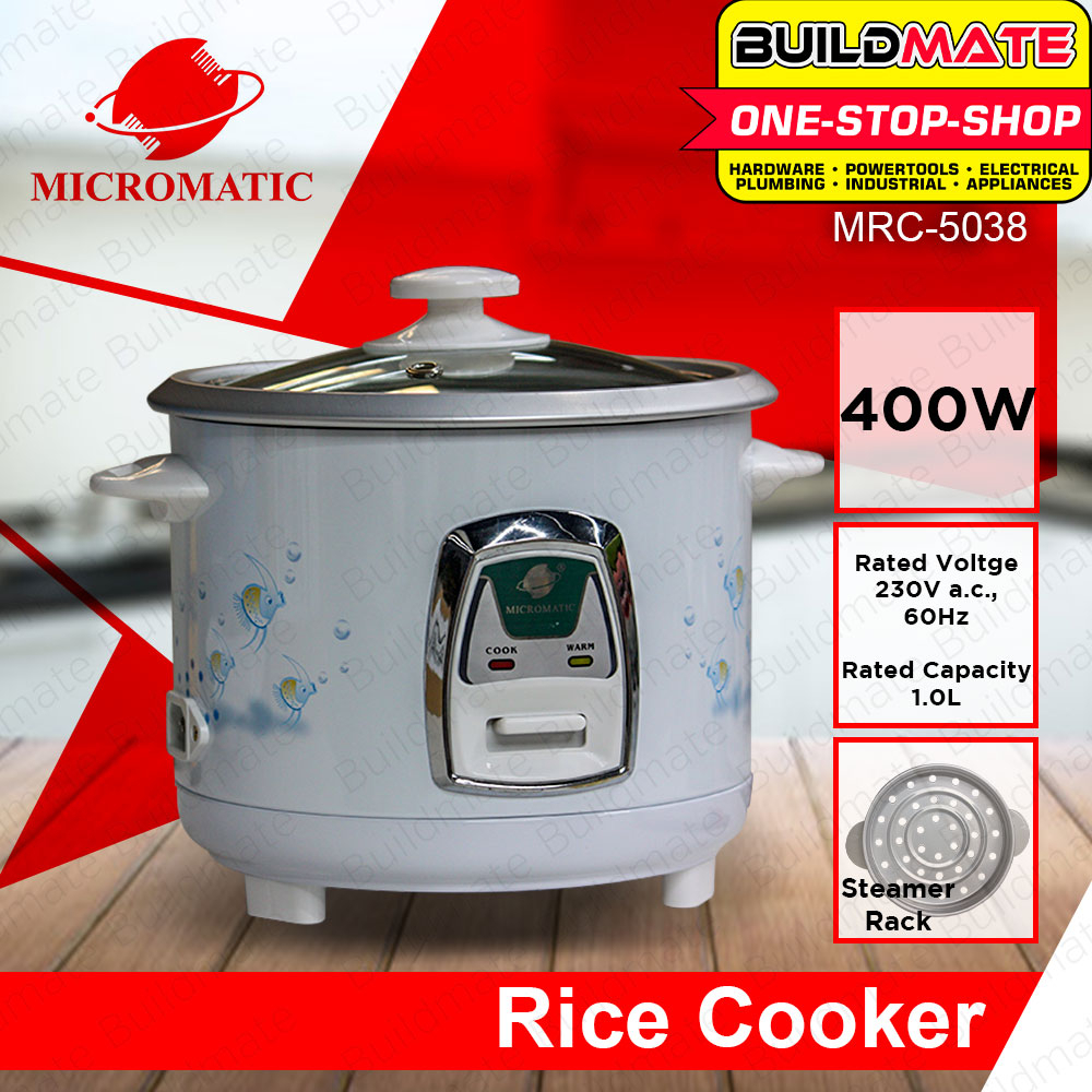 BUILDMATE Micromatic Rice Cooker with Steamer 1L 5 CUPS 400W Electric Cooker Steam Rack MRC-5038 ...