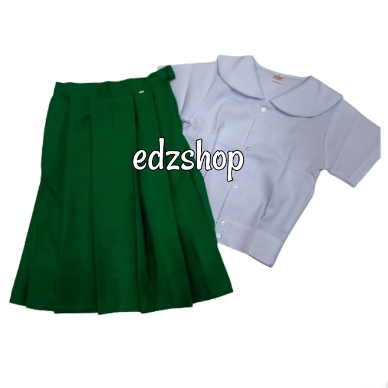 blouse&skirt set. Emerald green school uniform. | Shopee Malaysia