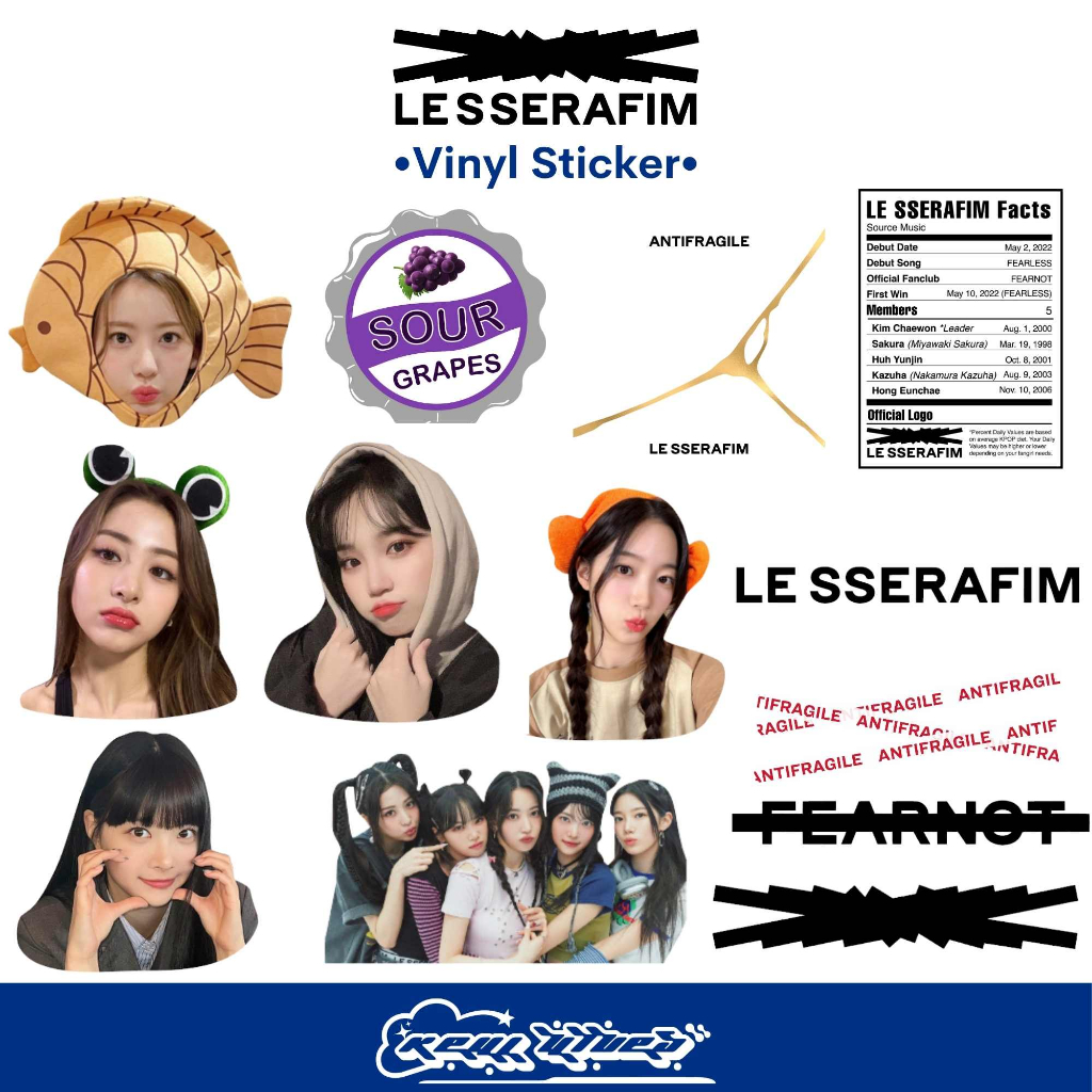 Le Sserafim Antifragile Fearless Fearnot Sticker Kpop Vinyl Stickers ...