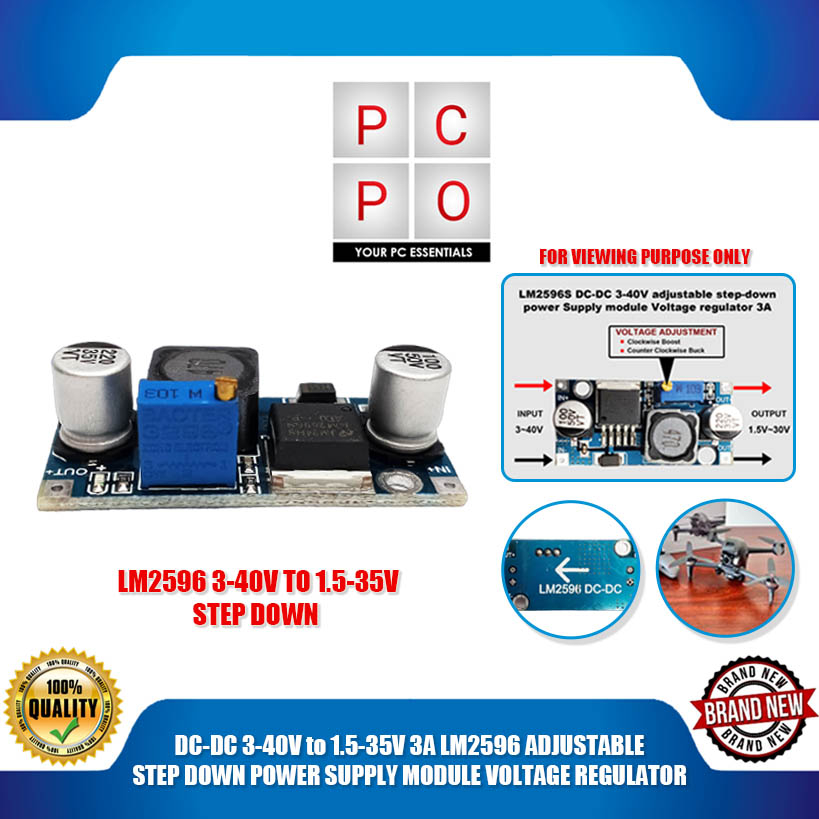 DC-DC 3-40V to 1.5-35V 3A LM2596 ADJUSTABLE STEP DOWN POWER SUPPLY MODULE VOLTAGE REGULATOR ...