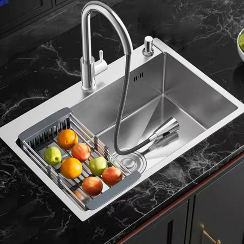 TQTQ Kitchen Sink SUS304 Stainless Steel Sink Single/Double Sink Set ...