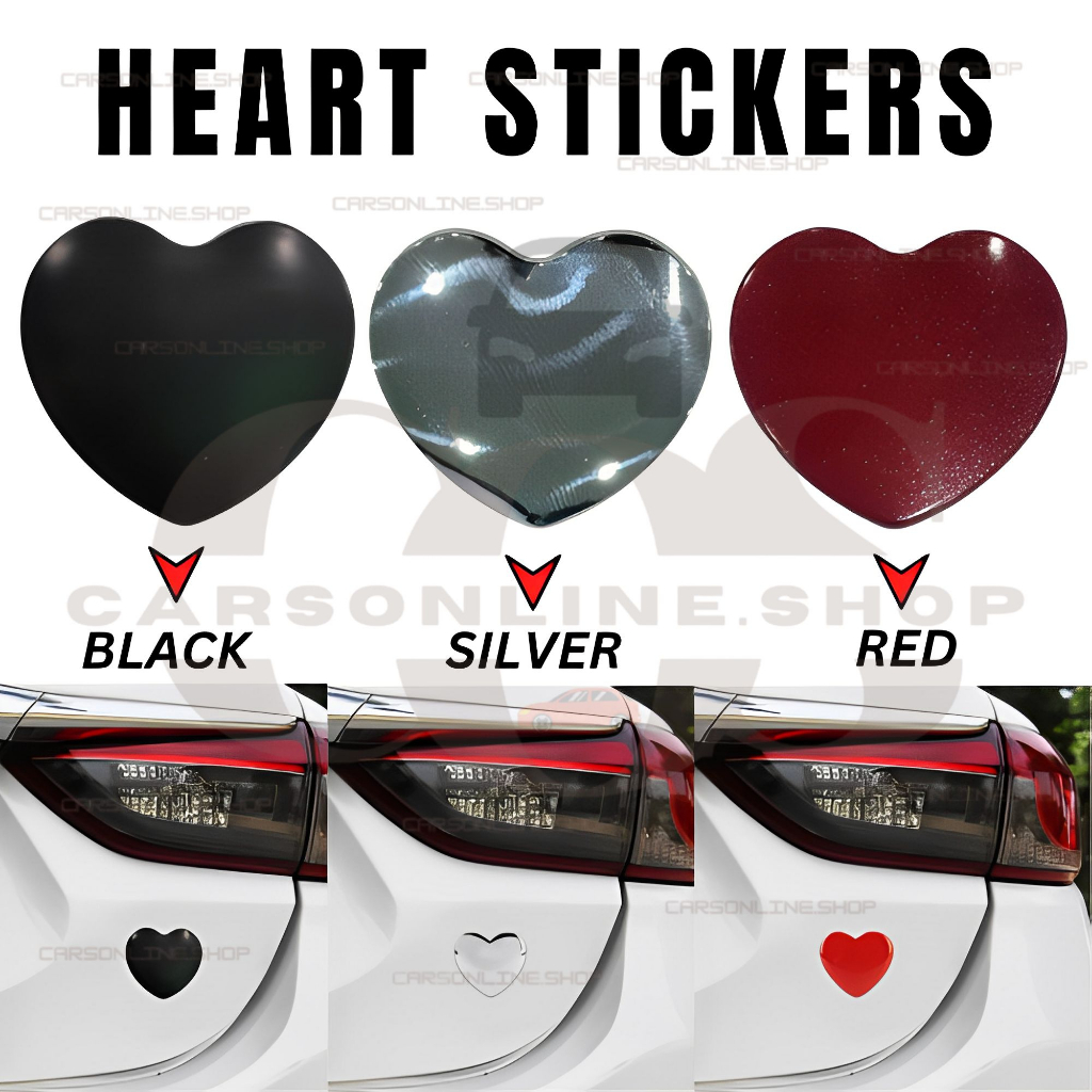 COS Heart-shaped Love 3D Sticker Car Sticker Chrome Metal Emblem Badge ...