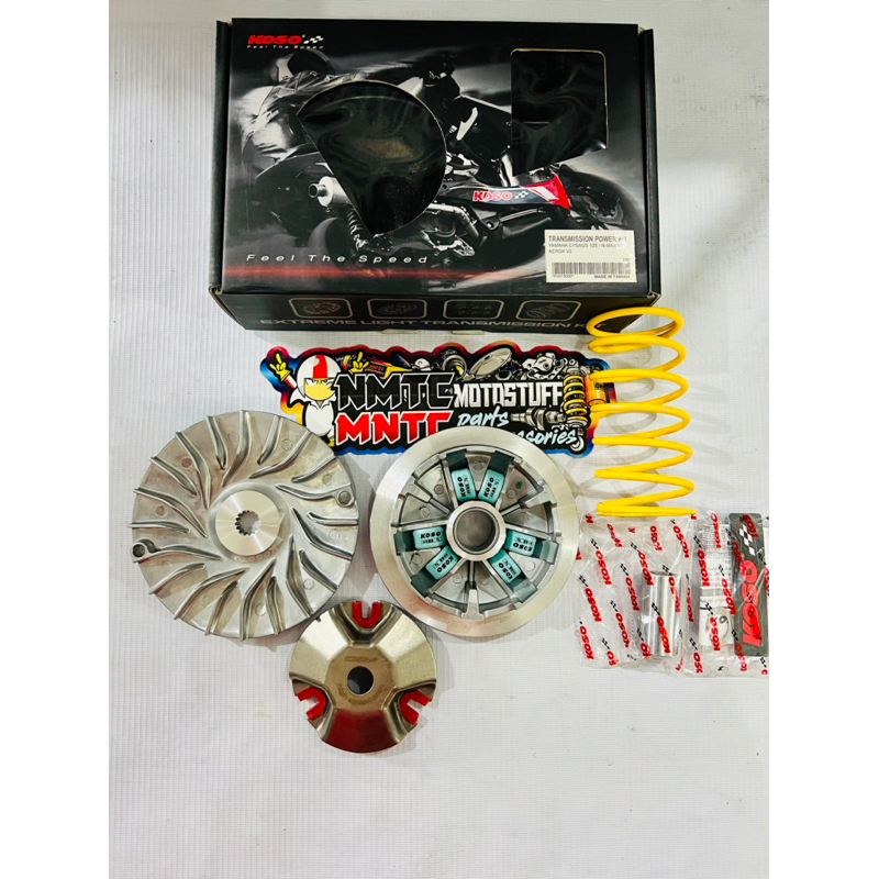 KOSO RACING TRANSMISSION POWER KIT NMAX155/AEROX155 V2 PULLEYSET W/ BUSHING / CENTER SPRING1km ...
