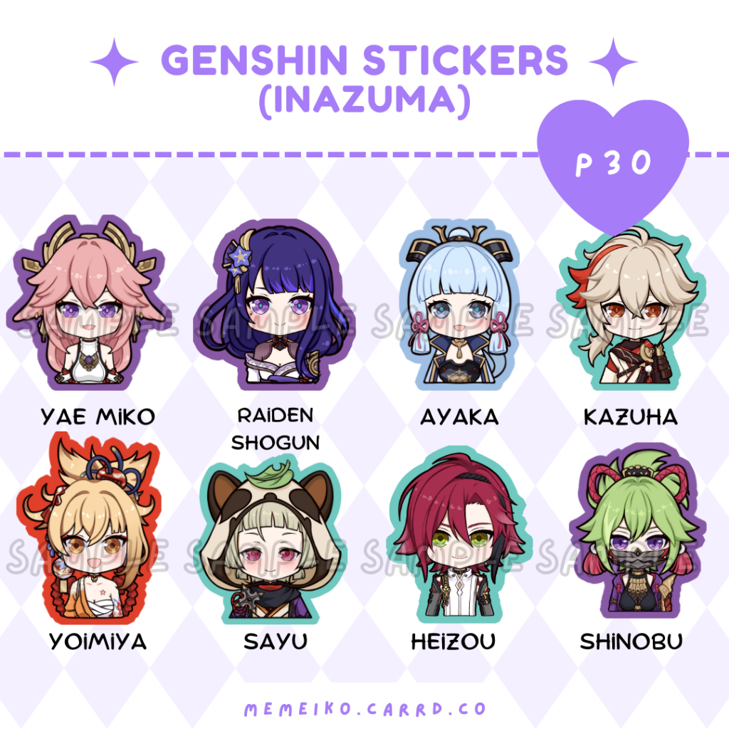 Genshin Impact Character Matte Glitter Sticker (Inazuma) | Shopee Malaysia