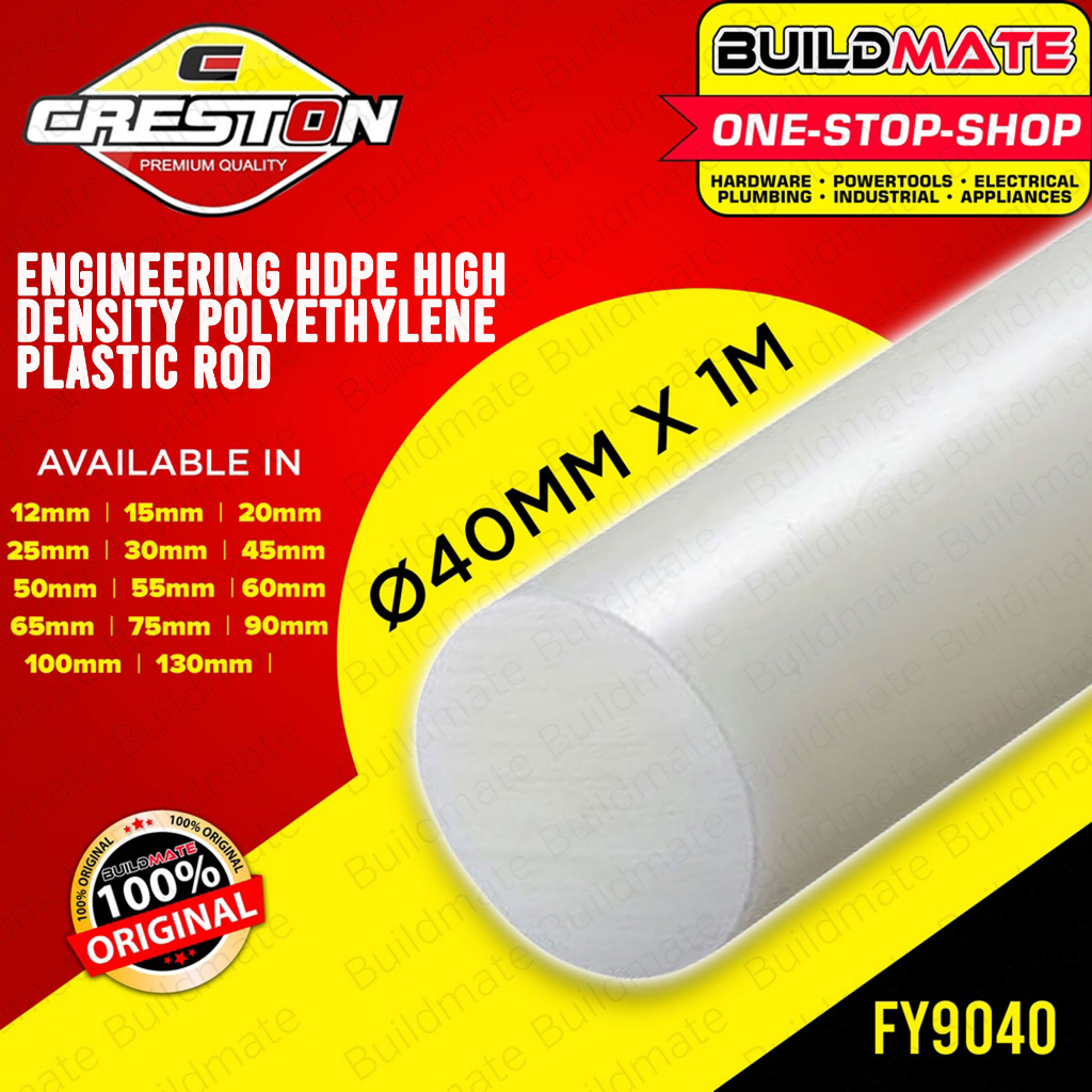 BUILDMATE Creston 40MM x 1M HDPE High Density Polyethylene Plastic Rod ...