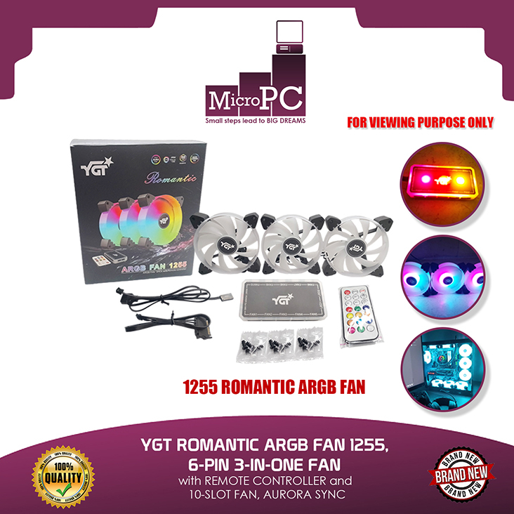 YGT ROMANTIC ARGB FAN 1255, 6-PIN 3-IN-ONE FAN with REMOTE CONTROLLER ...