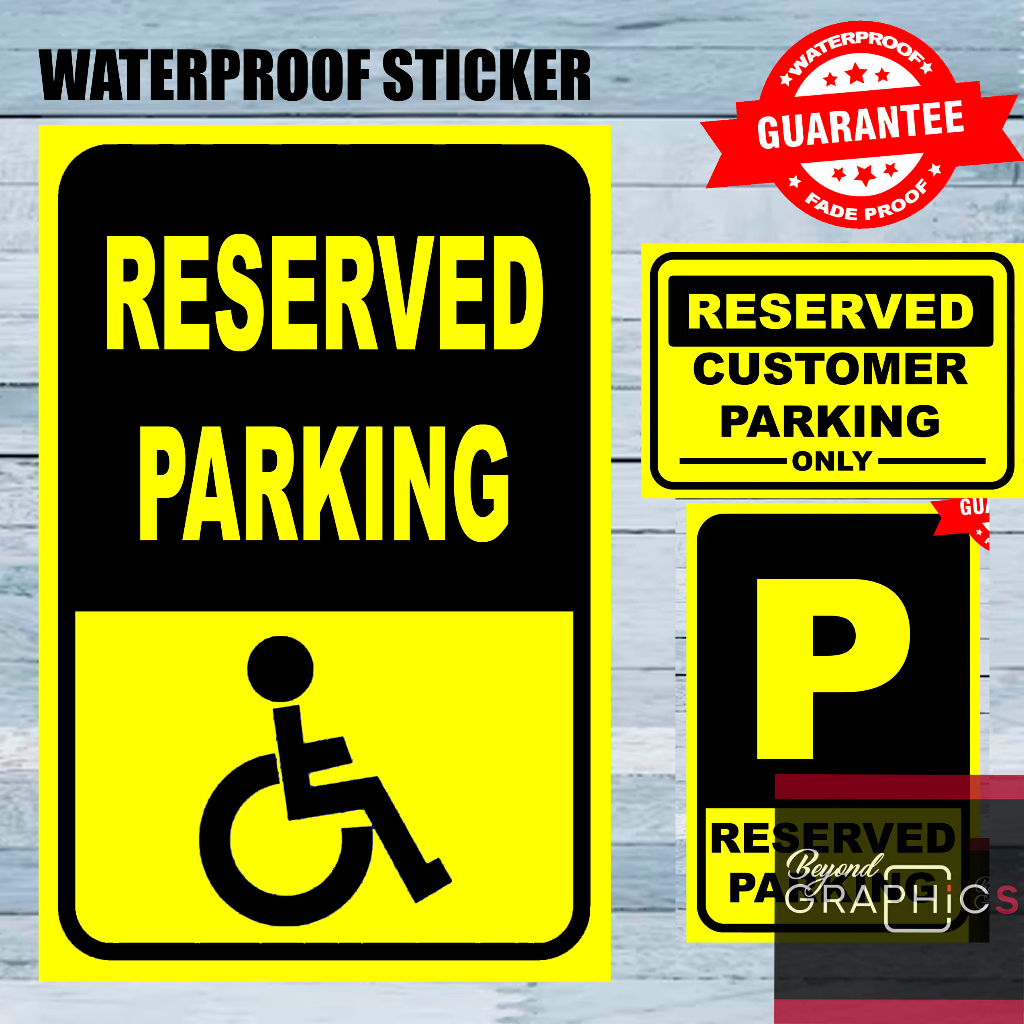 Beyond Graphics Reserved Parking Sign Laminated PVC Sticker Metal Sheet ...