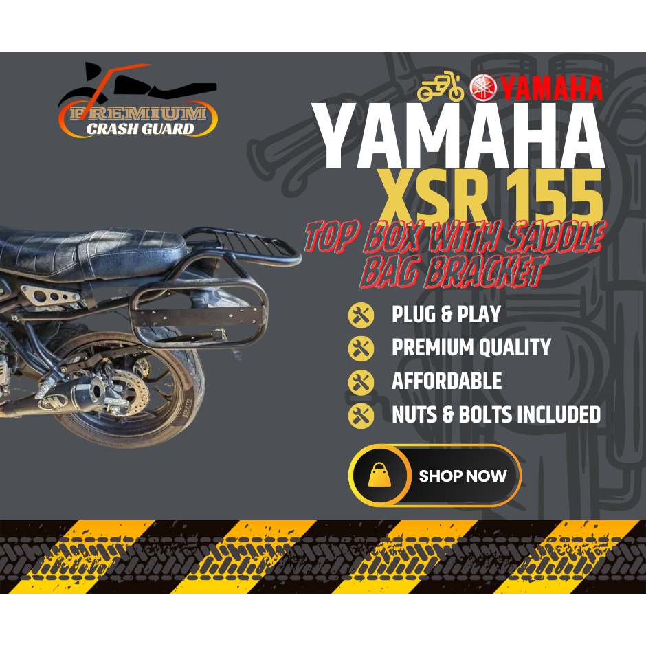 Yamaha Xsr 155 - Heavy Duty Top Box Bracket and Top Box with Saddle Bag ...