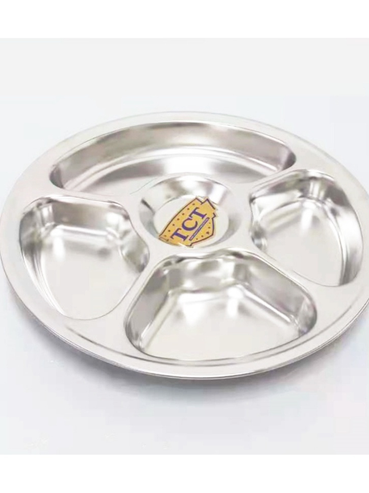 Round Plate With Divider 5in1 Stainless Steel 8008 | Shopee Malaysia