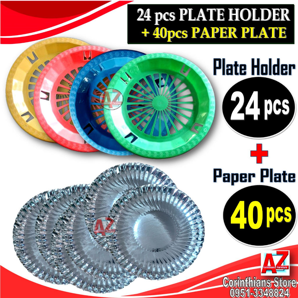 TIPID BUNDLE- Paper Plate Holder SET 24 pcs + 40 pcs Paper Plate ...