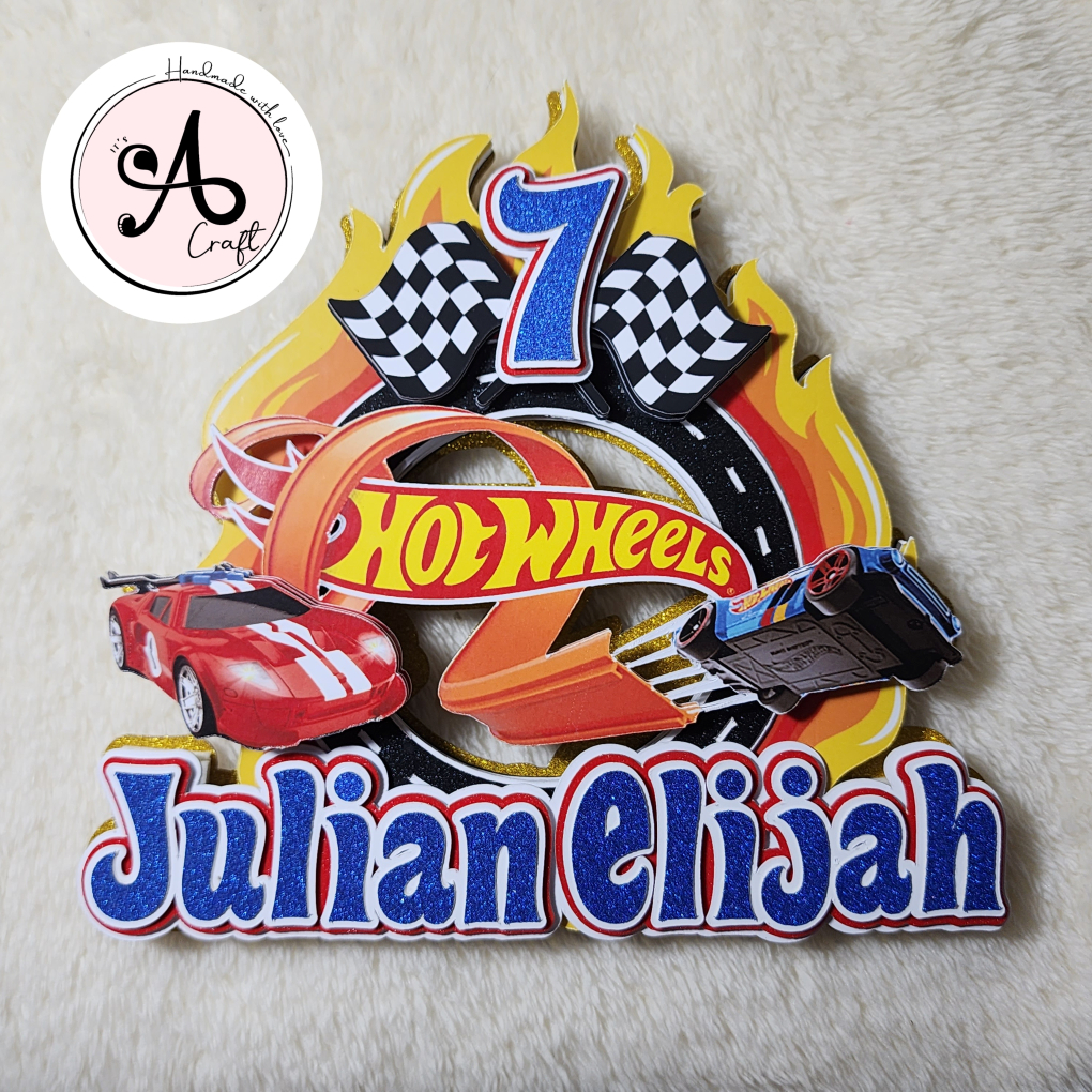 Personalized Cake Topper | Hot Wheels Theme Cake Topper | Customized ...