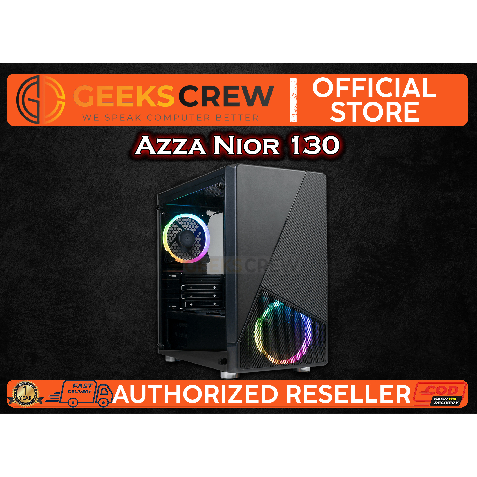 Azza Nior 130/ARGB/Tempered Glass/2*Fan/M-ATX (Black) | Shopee Malaysia
