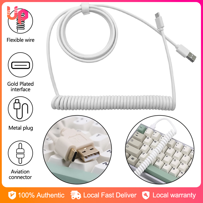 Mechanical Keyboard Data Cable Type-C to USB Coiled Spring Charging ...