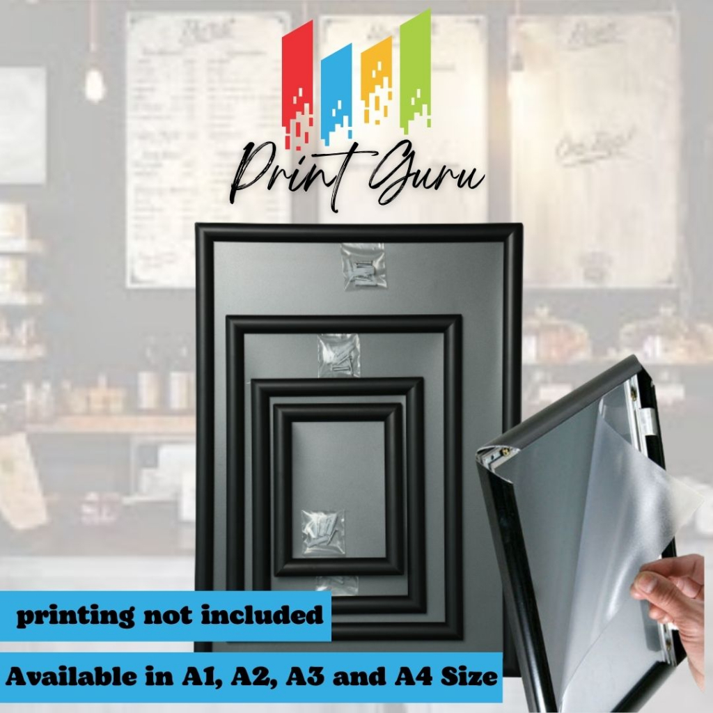 Aluminum Snap Frame with Matt Black Surface for Menu Boards, Notices ...