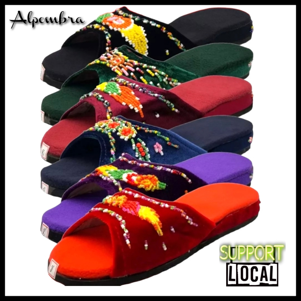 Alpombra ladies light-sole 'Open-Toe' hand crafted beaded indoor ...