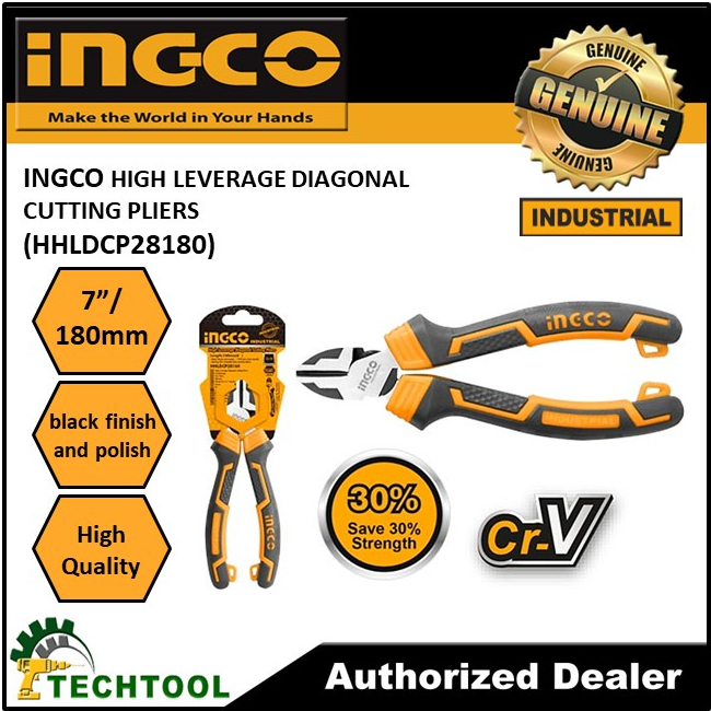 INGCO HIGH LEVERAGE DIAGONAL CUTTING PLIERS 7" (HHLDCP28180) | Shopee ...