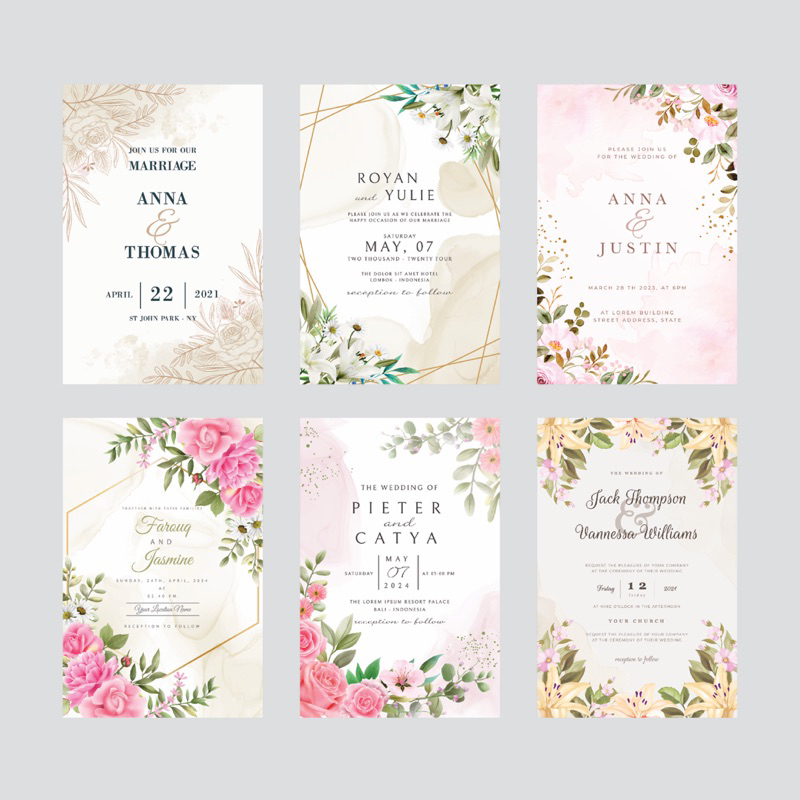 4R Wedding Invitation (Floral design) Free Layout | Shopee Malaysia