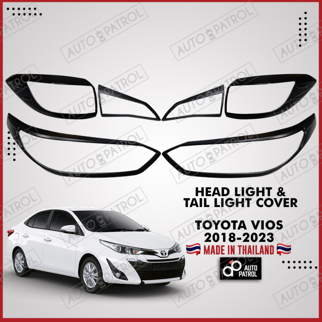 Toyota Vios 2018-2023 Head Lights and Tail Lights Garnish Matte Black ...