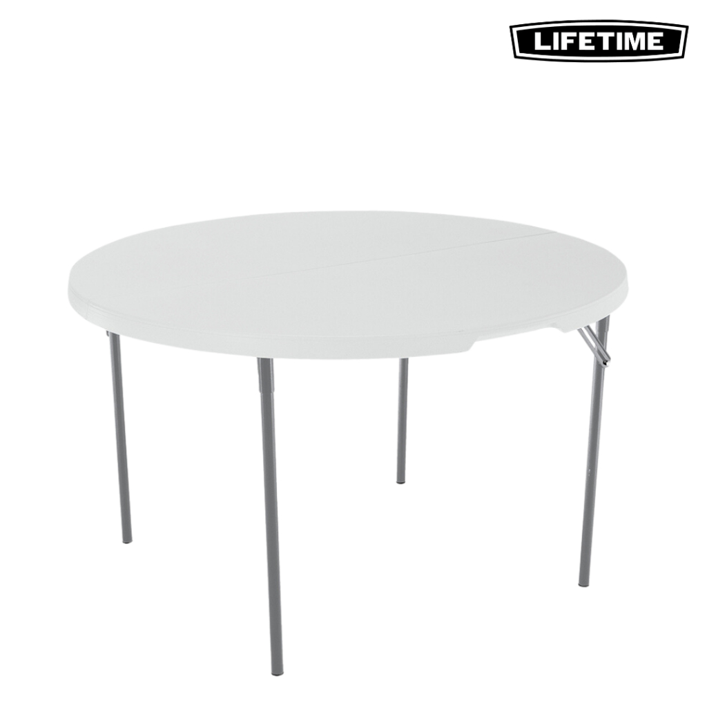 Lifetime USA 48 Inch Round Fold-In-Half White Table - Versatile ...