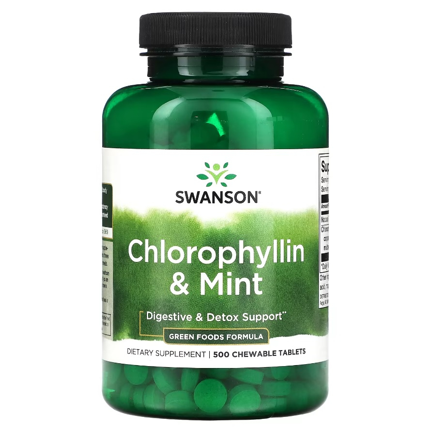 Swanson, Chlorophyllin Chlorophyll & Mint, 500 Chewable Tablets | 50 mg ...