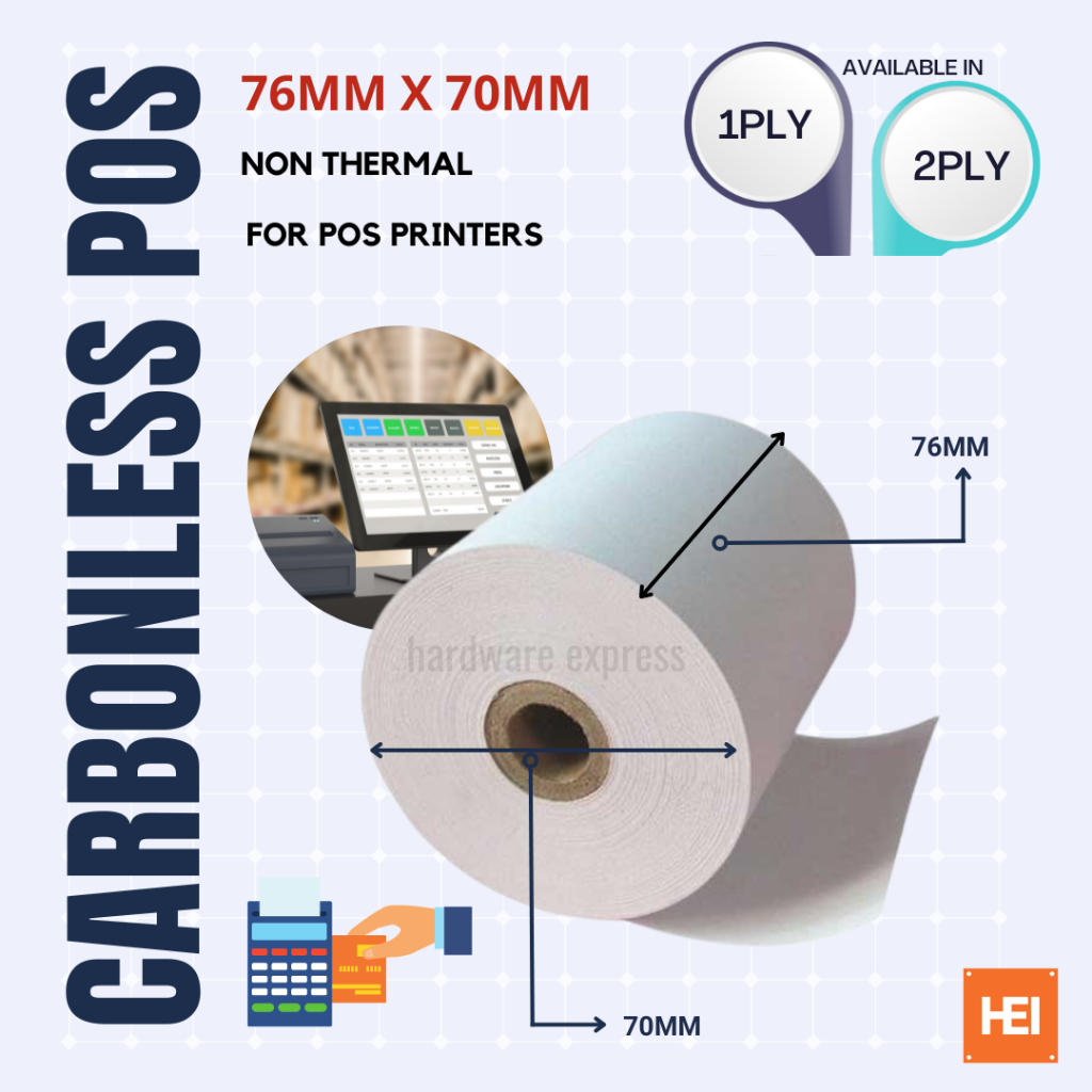 POS Carbonless POS Roll 76MM x 70MM 2PLY & 3PLY | Shopee Malaysia