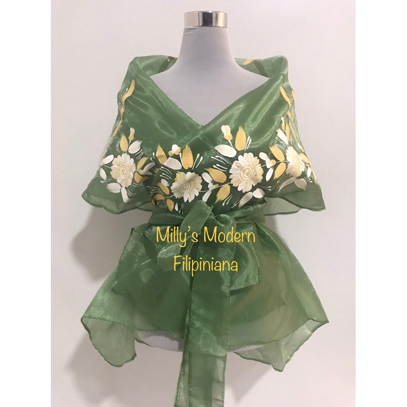 Milly’s Modern Filipiniana Neutral Green/ Sage Green with Beige medium ...