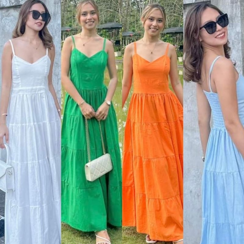 Fashionable Alena Sexy Smocked Back Maxi Long Dress Sleeveless Casual ...