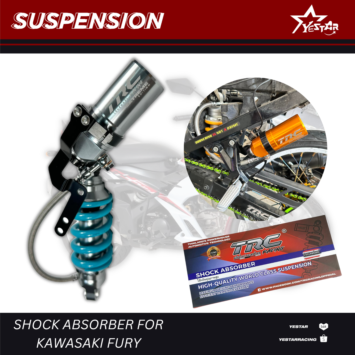Yestar (TRC) Rear Shock Absorber For Kawasaki Fury Motorcycle ...