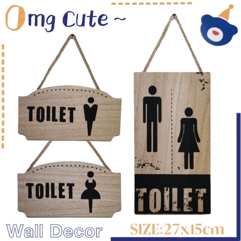 Wooden Signage Toilet Sign Retro Door Sticker Reminder Signs Household ...