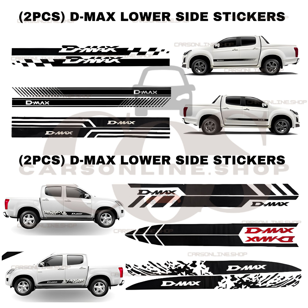 COS 2Pcs DMAX Car Body Side Sticker Truck Decal Vinyl Flame Sticker ...