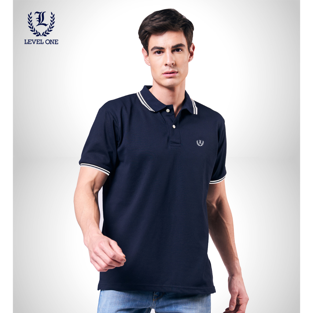 Level One Men's Twin Stripes Same Color Polo Shirt w/ "L" Crest ...